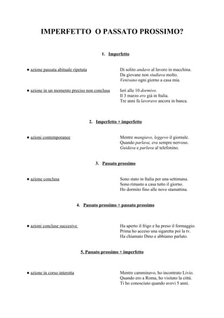 Imperfetto o passato prossimo | PDF