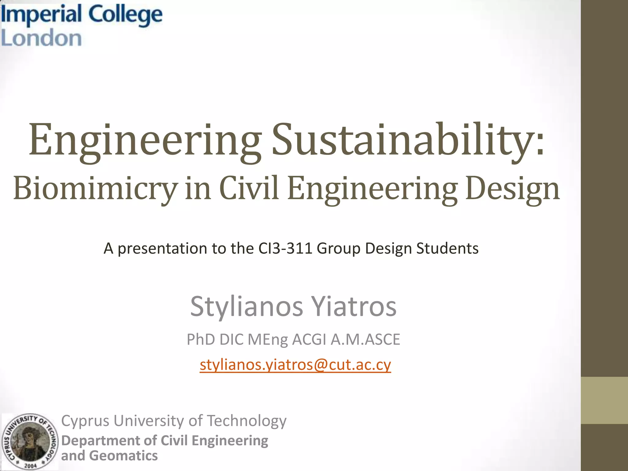 [Group Design Projects] Sustainability in Engineering | PPTX