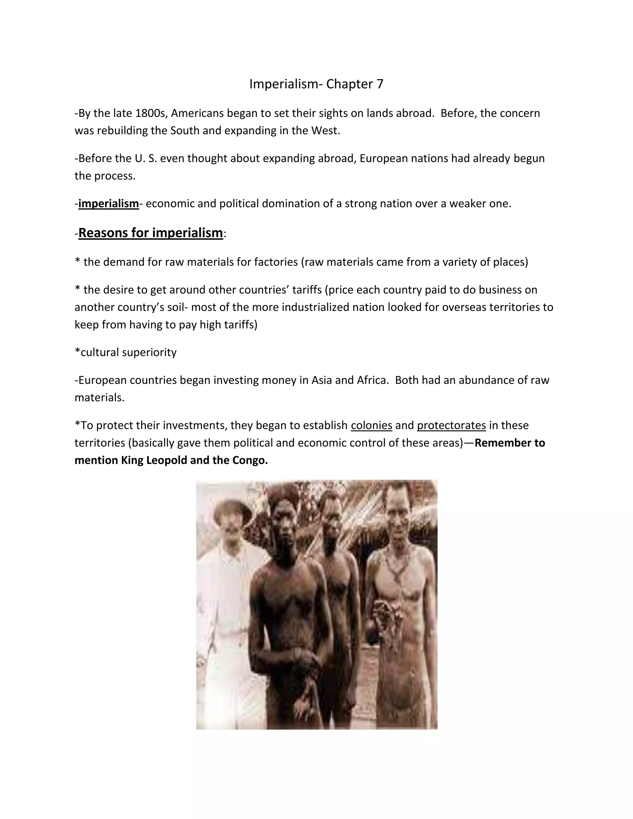 Imperialism chapter 7 | DOCX | Economy | Business and Finance