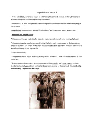 Imperialism chapter 7 | DOCX | Economy | Business and Finance