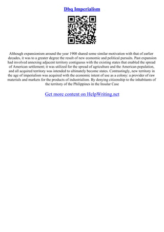 Imperialism Dbq Essay | PDF