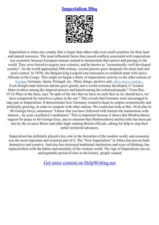 Imperialism Dbq Essay | PDF