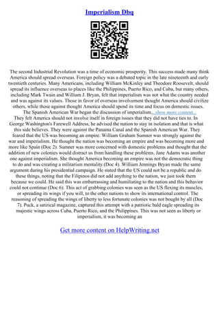 Imperialism Dbq Essay | PDF