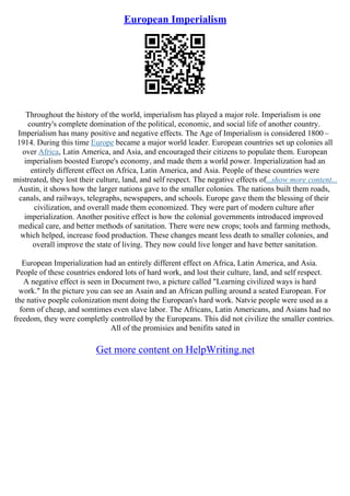 Imperialism Dbq Essay | PDF