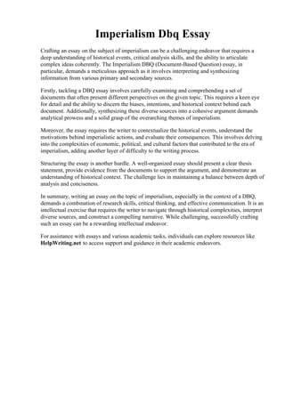 Imperialism Dbq Essay | PDF