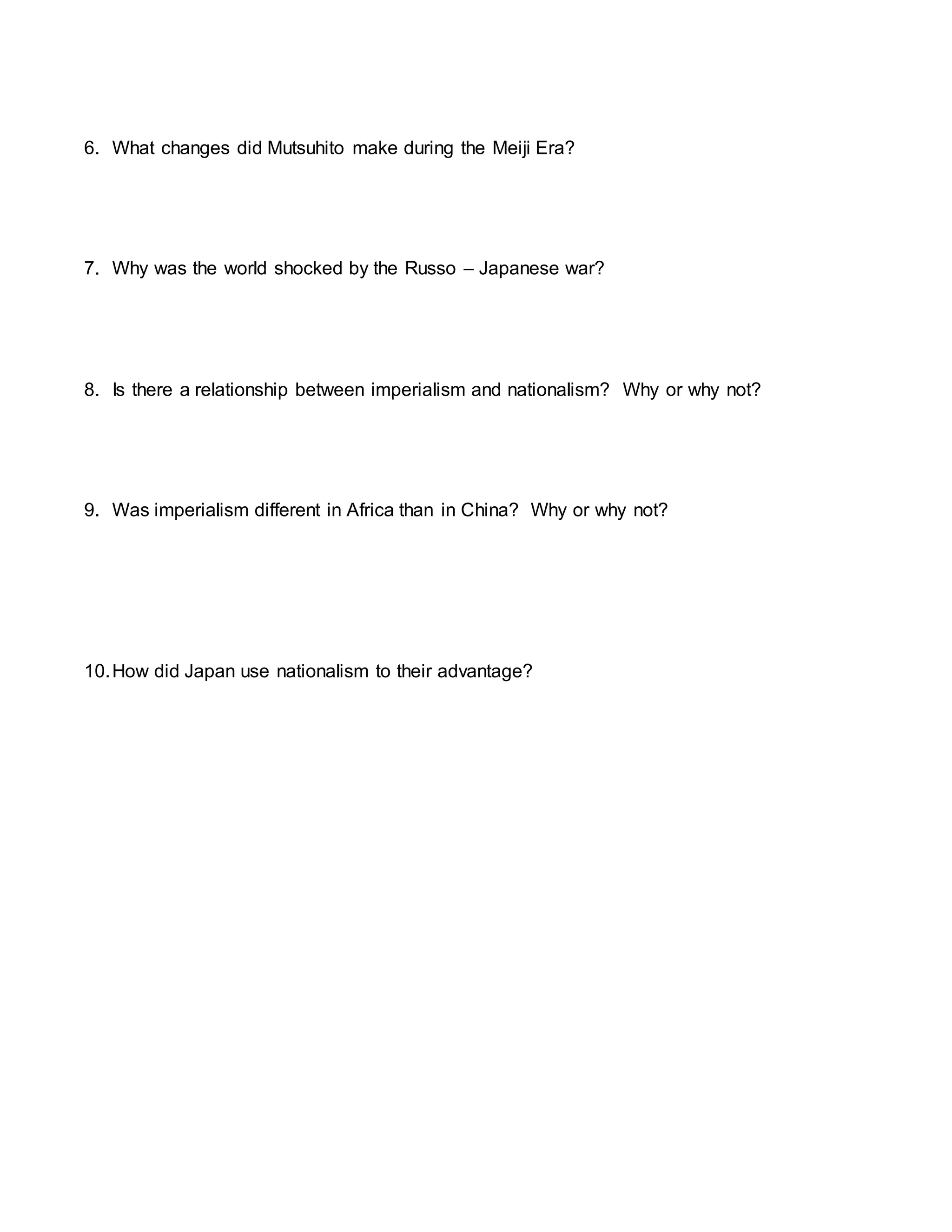 Imperialism unit outline 2010 | DOCX