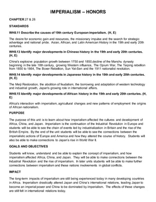 Imperialism unit outline 2010 | DOCX