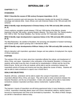 Imperialism unit outline 2010 | DOCX