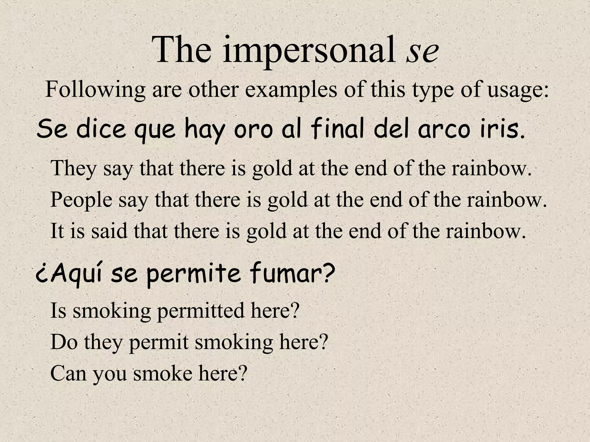 Impersonal constructions with se | PPT