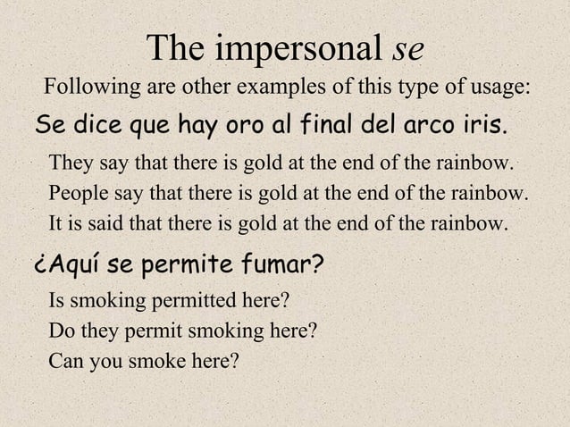 Impersonal constructions with se | PPT