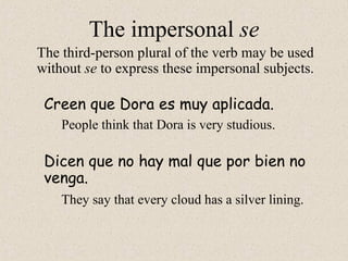 Impersonal constructions with se | PPT