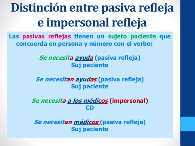 Impersonales y pasivas reflejas