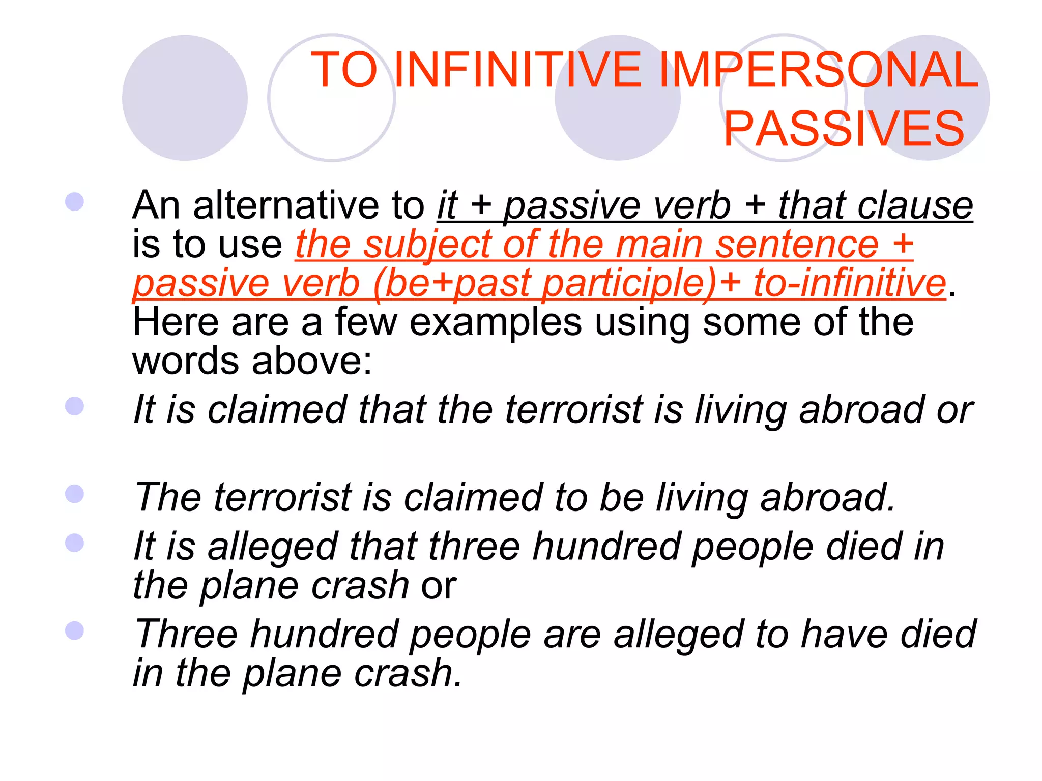 Impersonal passive sentences | PPT