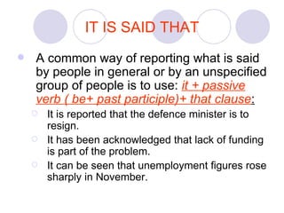 Impersonal passive sentences | PPT