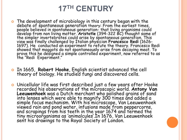 :History of Microbiology: Important events | PPTX
