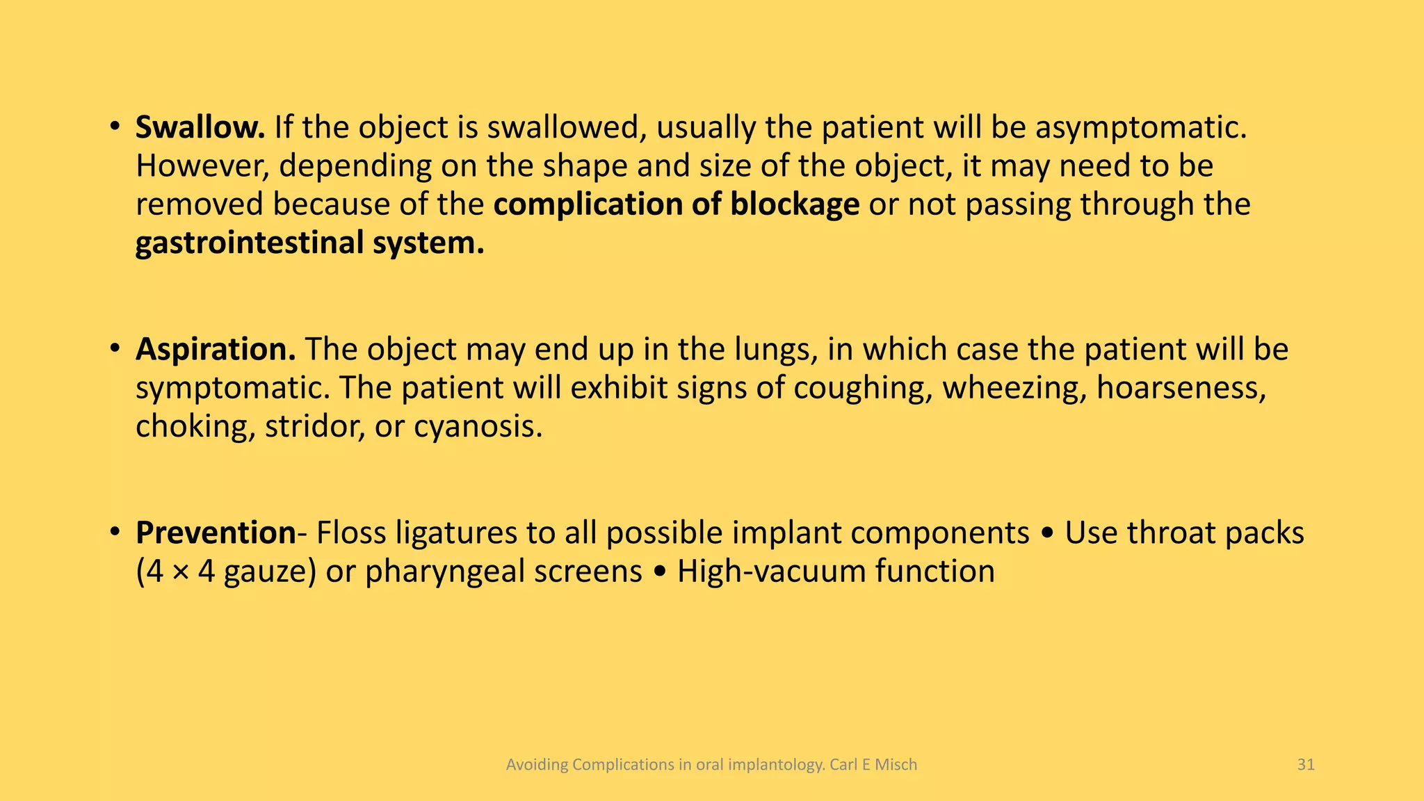 Complications and their management in implant dentistry | PPTX