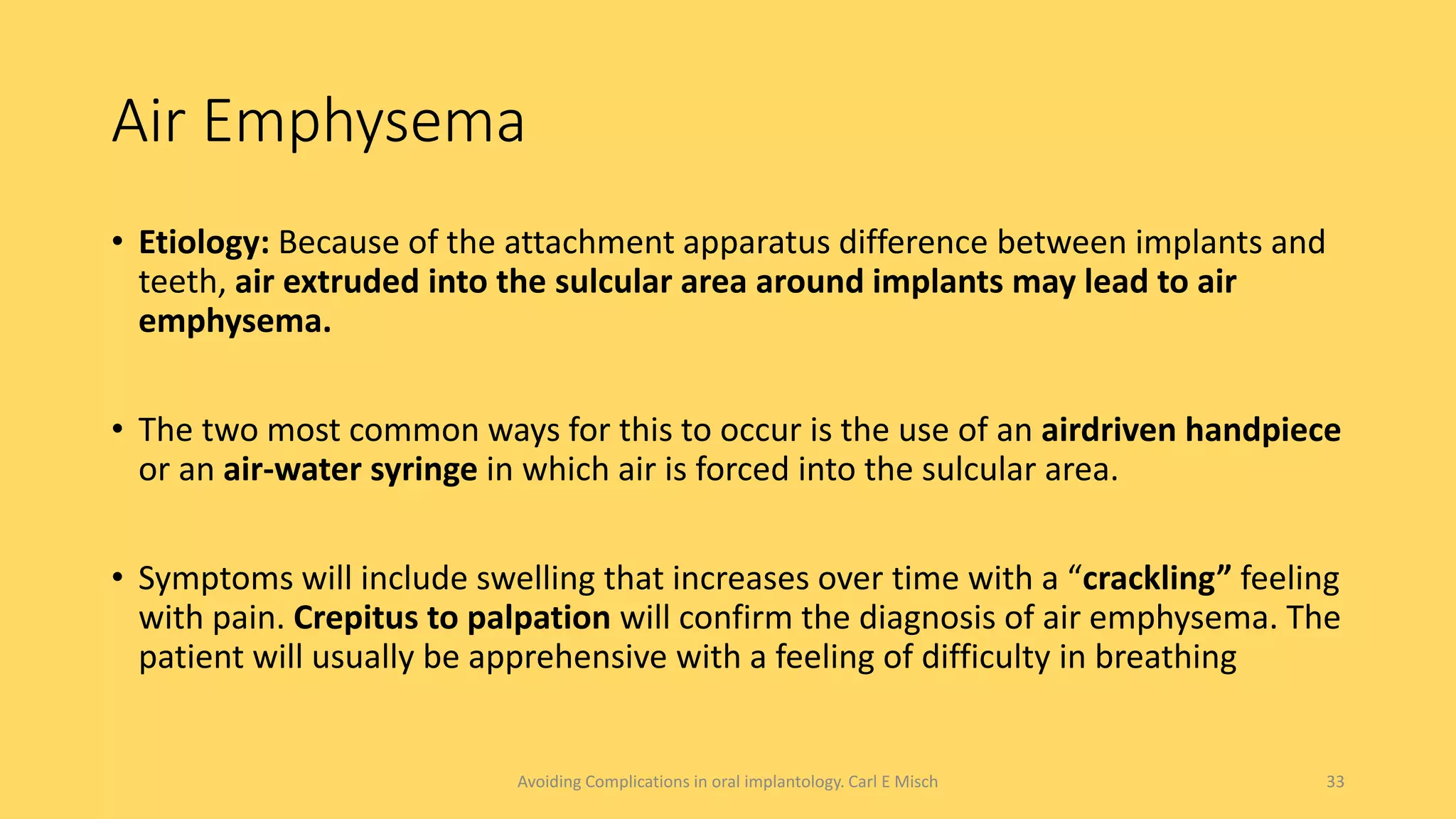 Complications and their management in implant dentistry | PPTX