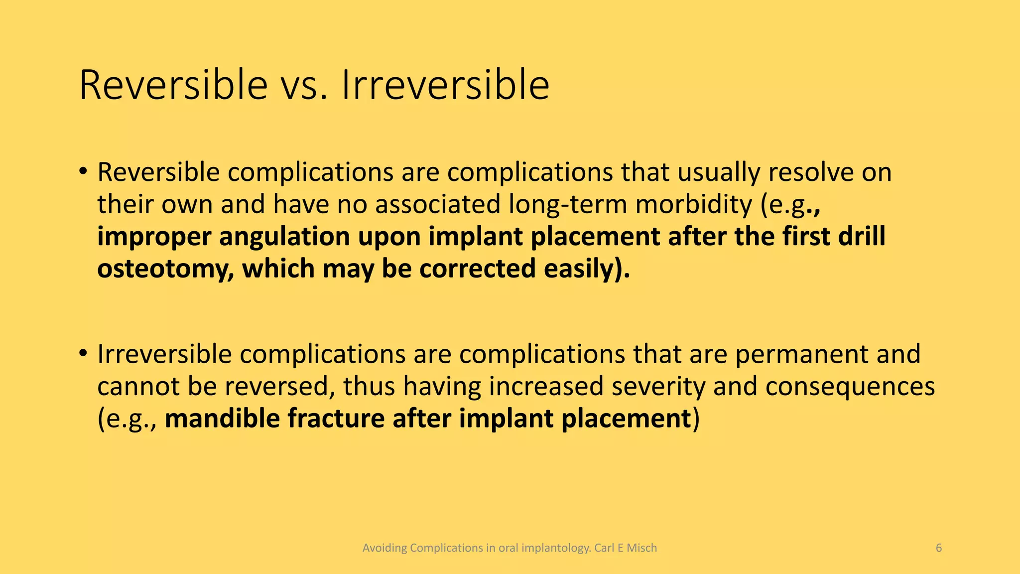Complications and their management in implant dentistry | PPTX
