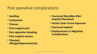 Complications and their management in implant dentistry | PPTX