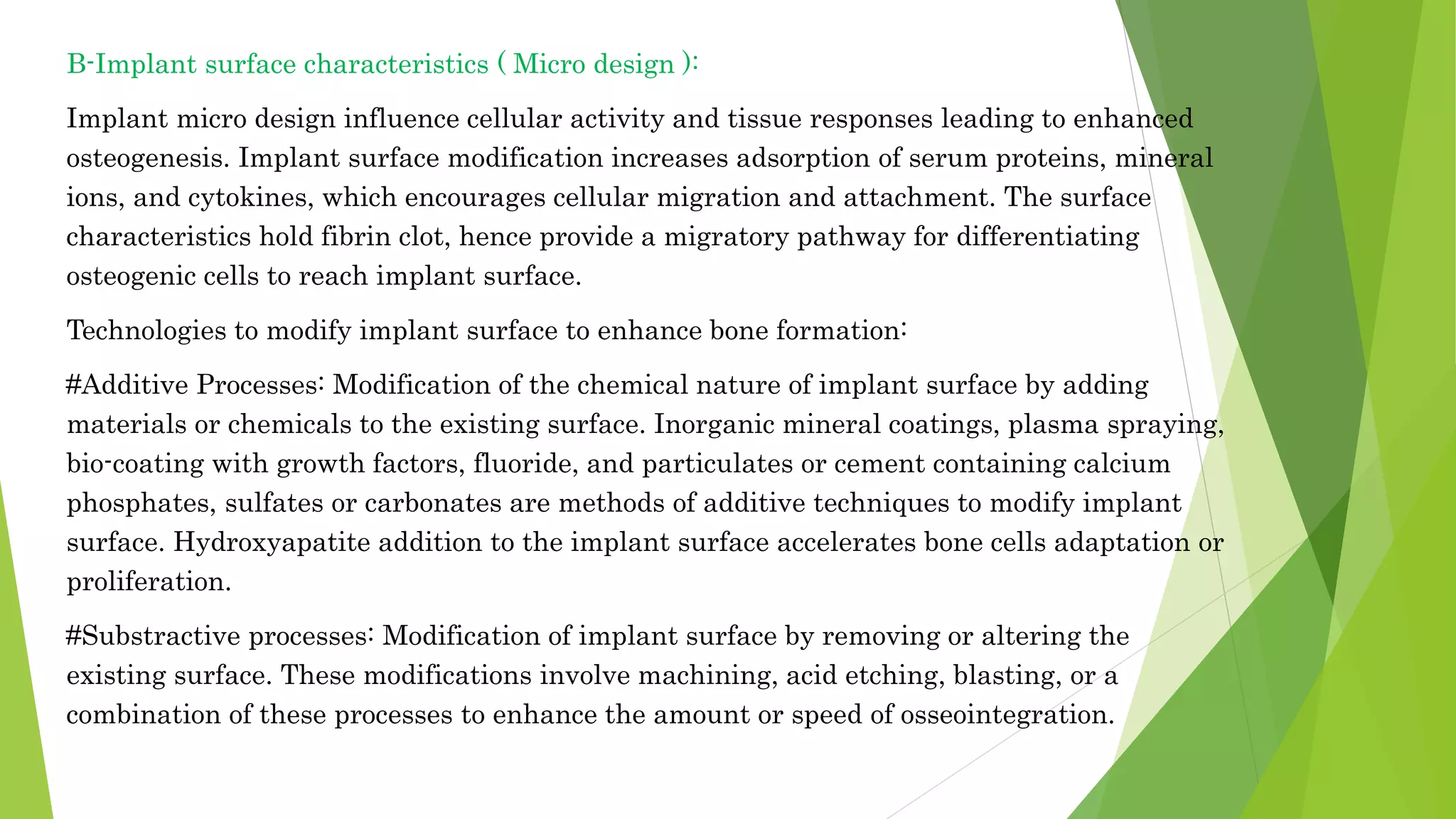 Implant structure, components, and surface modification | PPTX