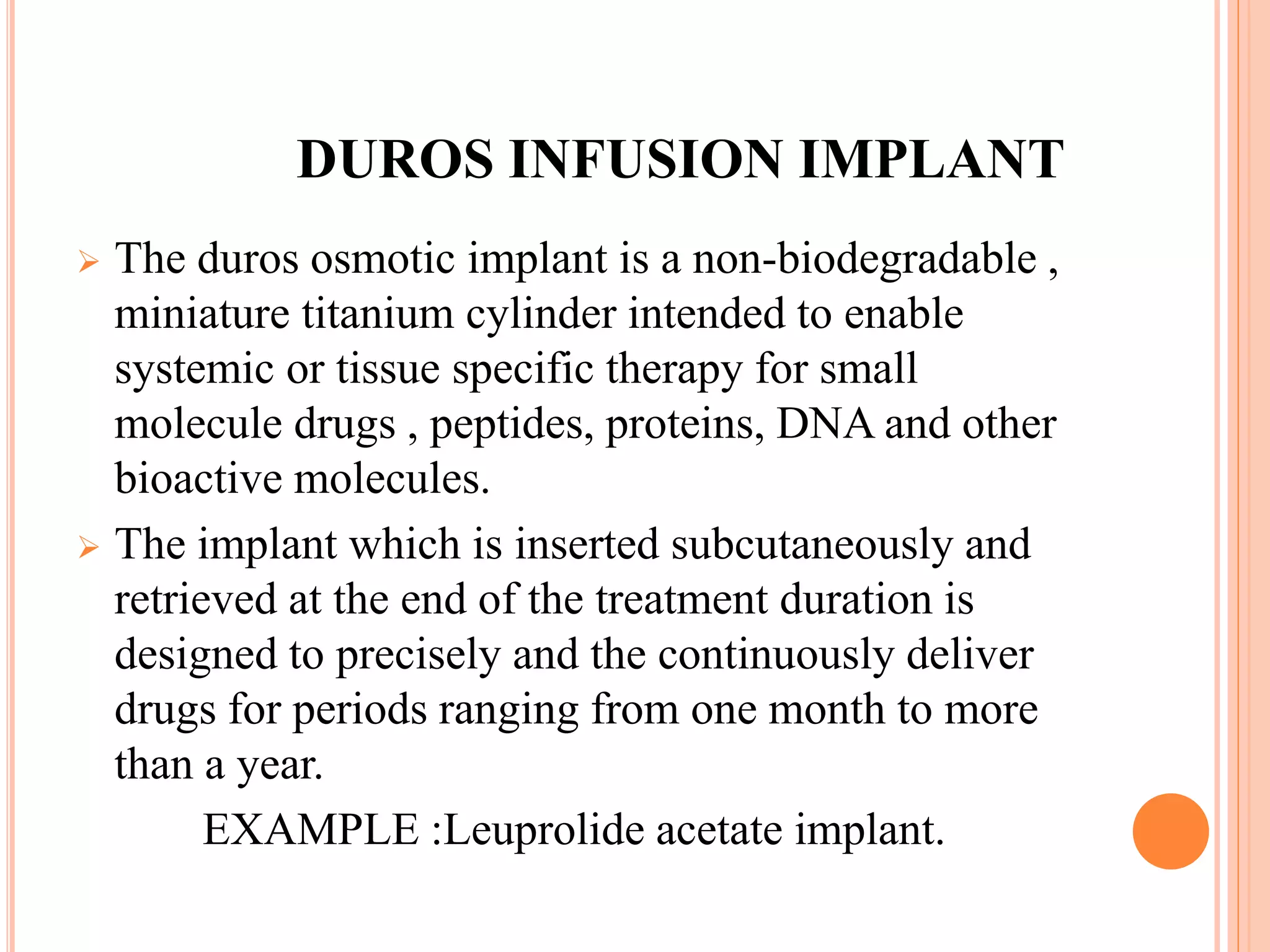 Implant drug delivery system | PPTX