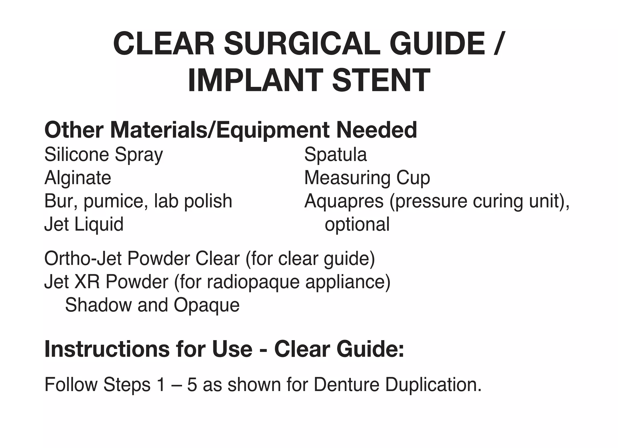Clear Surgical Guide / Implant Stent | PDF