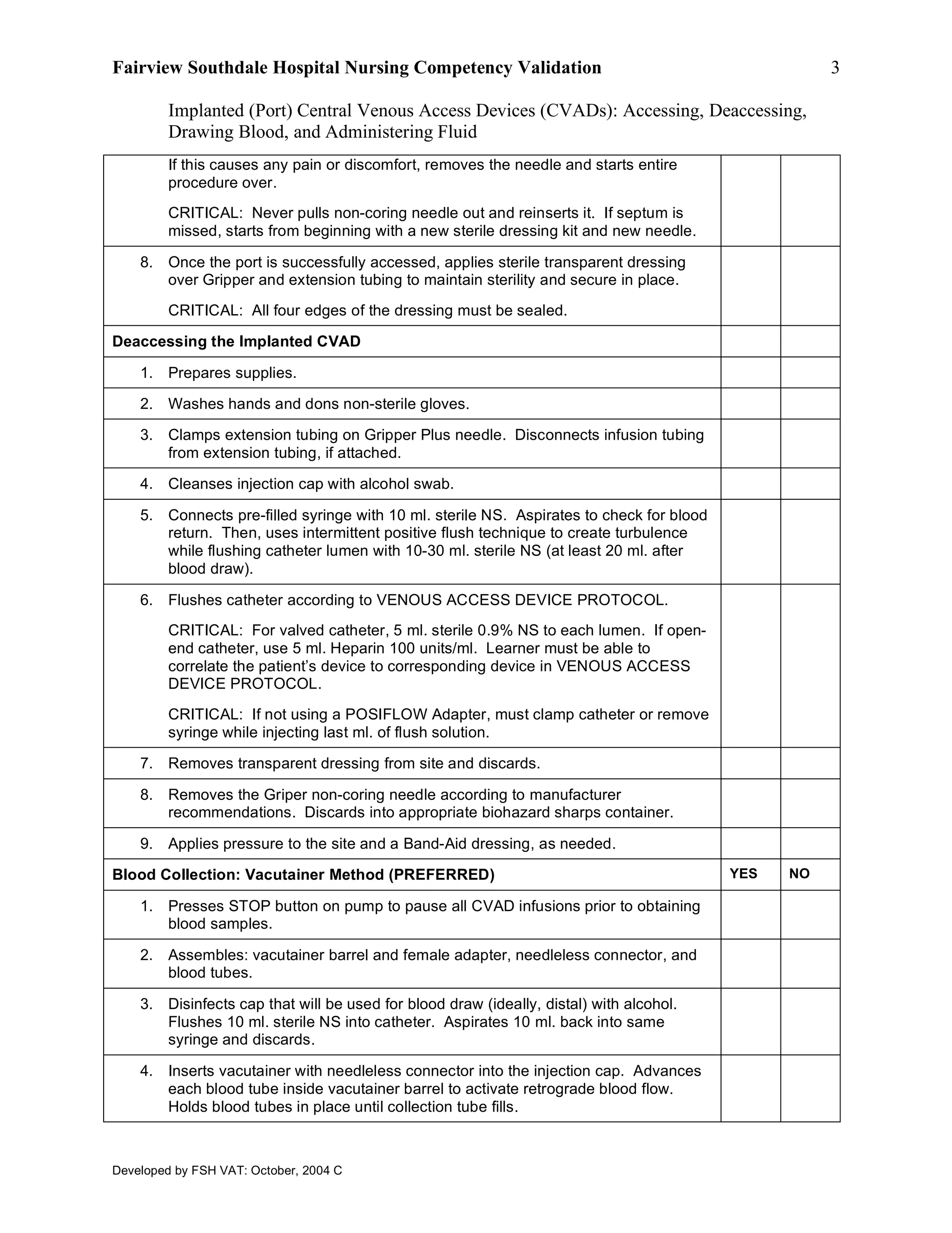 Implanted Port Competency | PDF