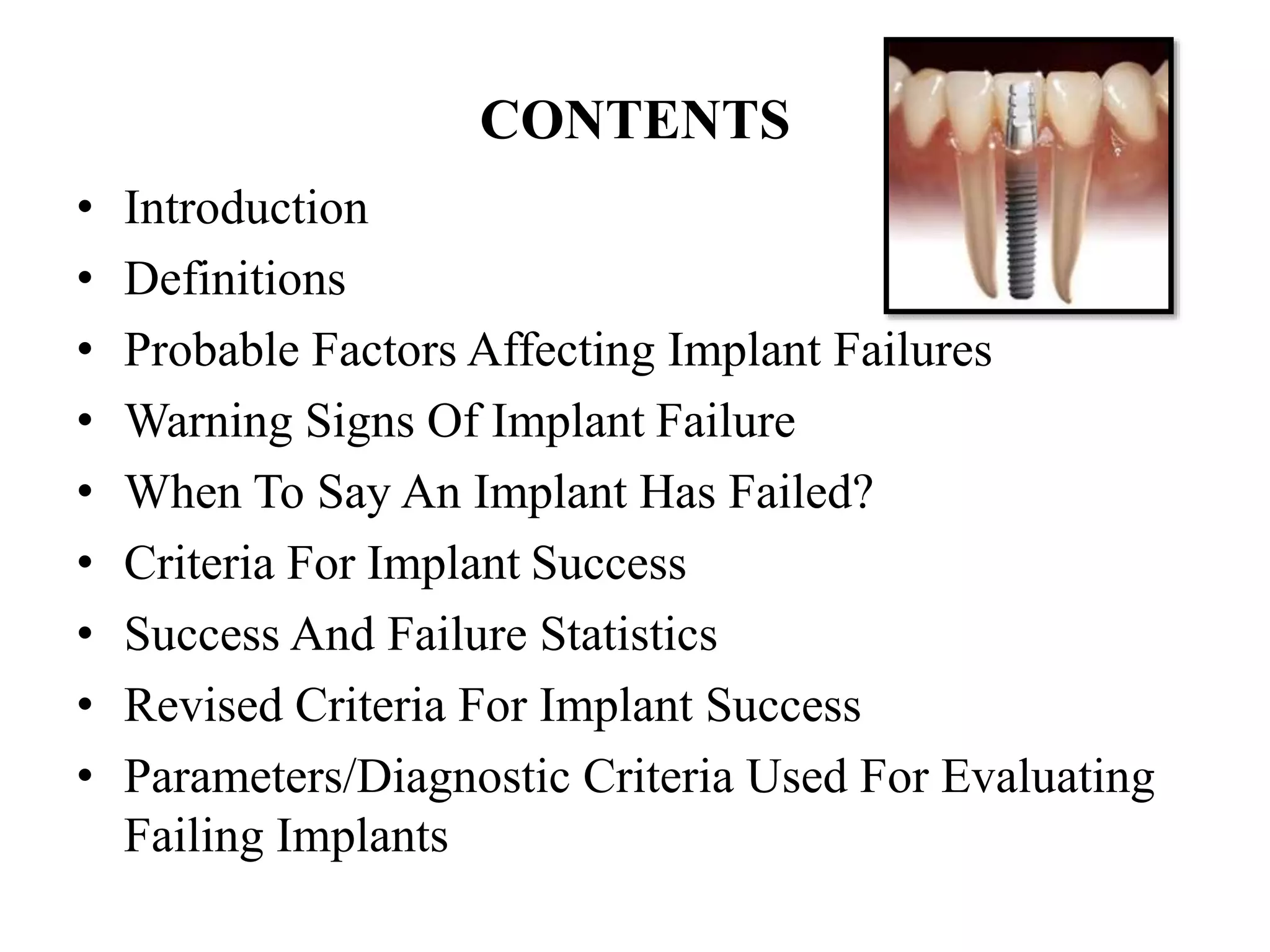 Dental Implant failures | PPTX