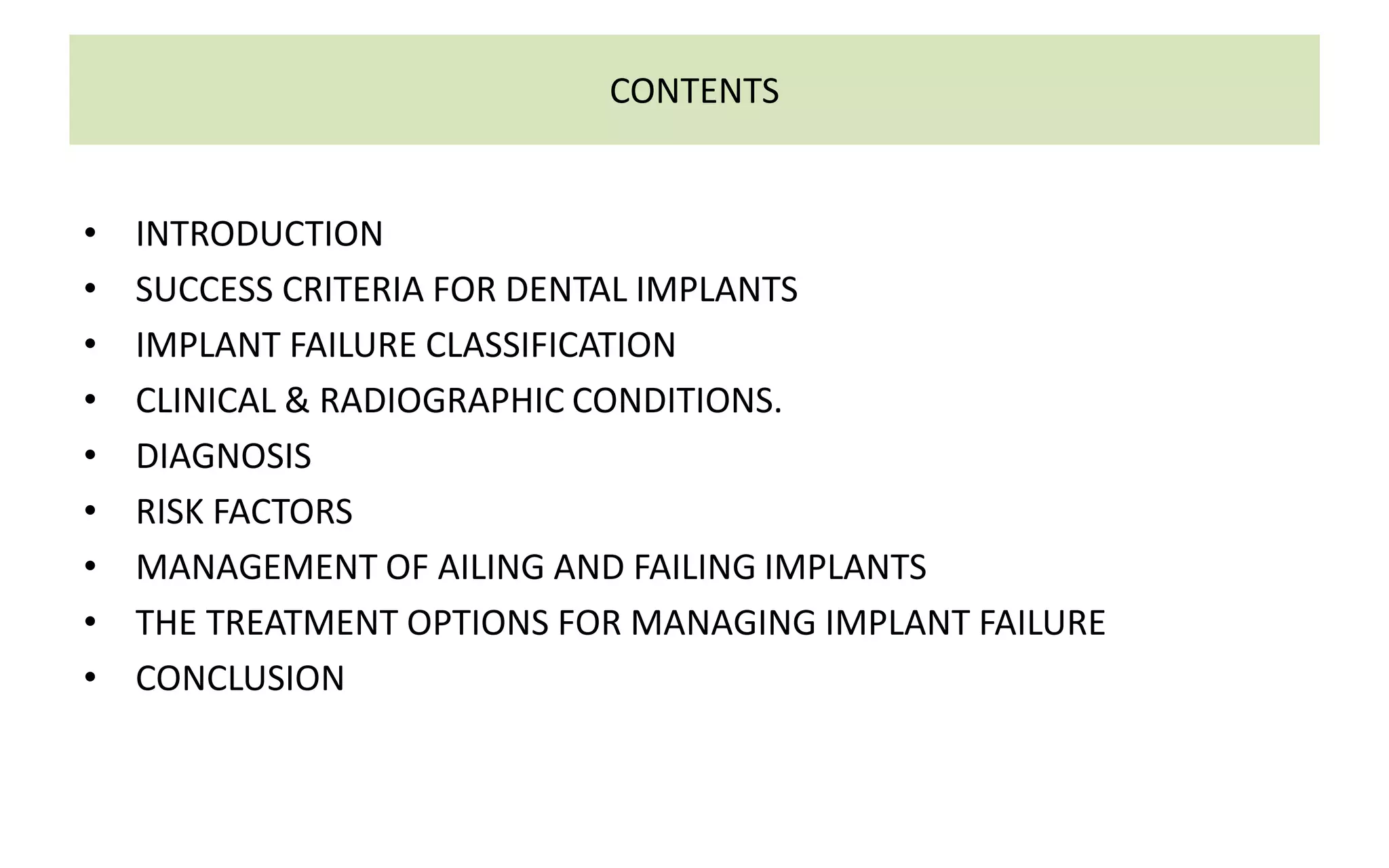 Implant failure , complications and treatment, management- Partha ...