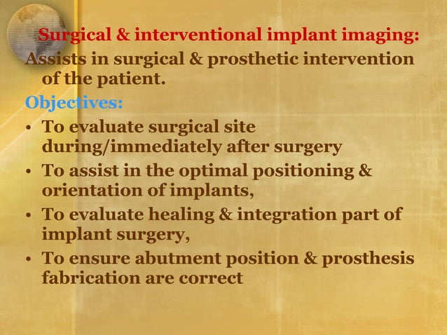IMPLANT IMAGING TECHNIQUE | PPT | Dental Health | Diseases and Conditions
