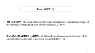 occlusion in implantology.pptx | Dental Health | Diseases and Conditions
