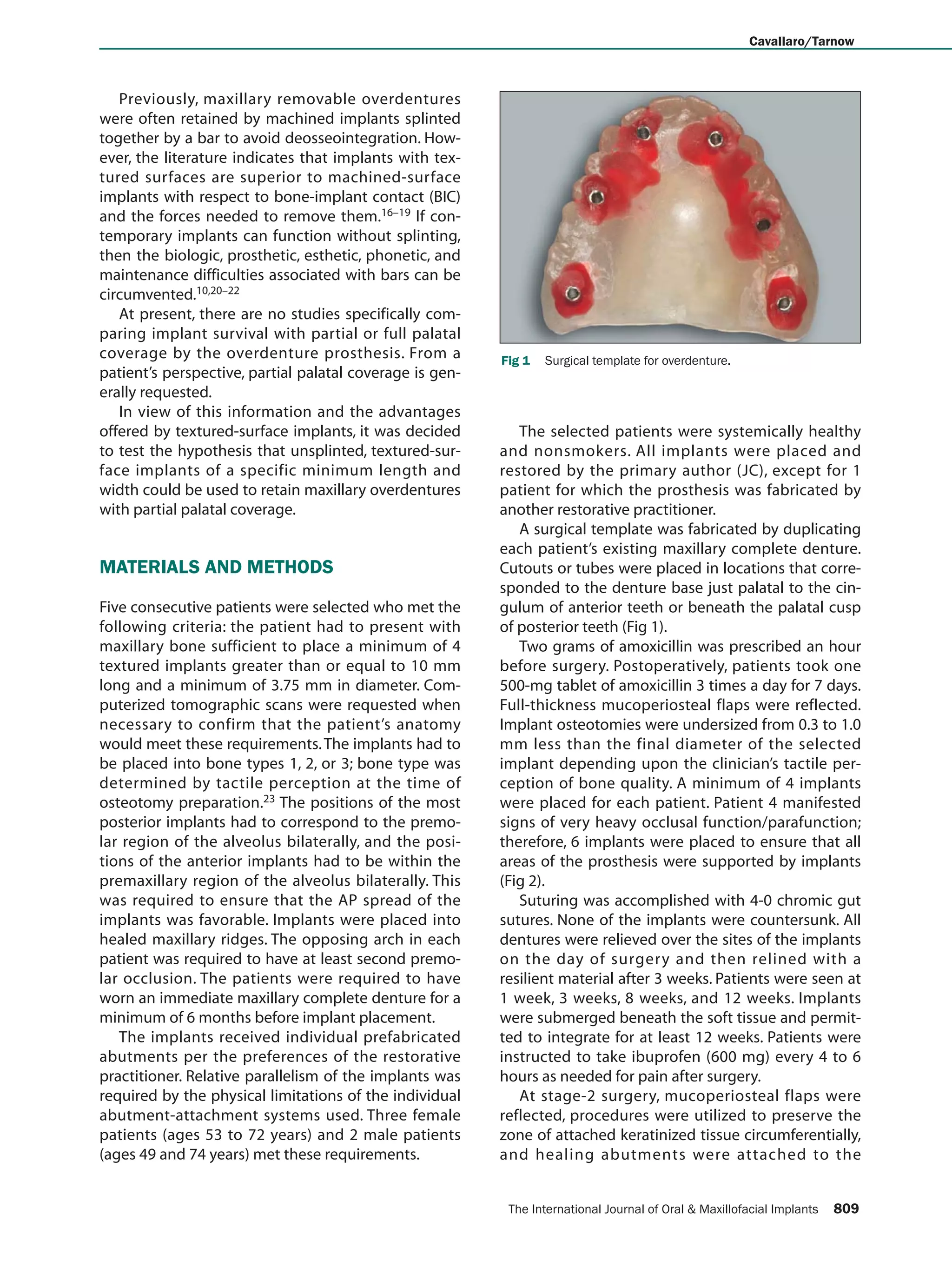 Implant Protocol For Maxillary Dentures | PDF | Oral care | Personal Care