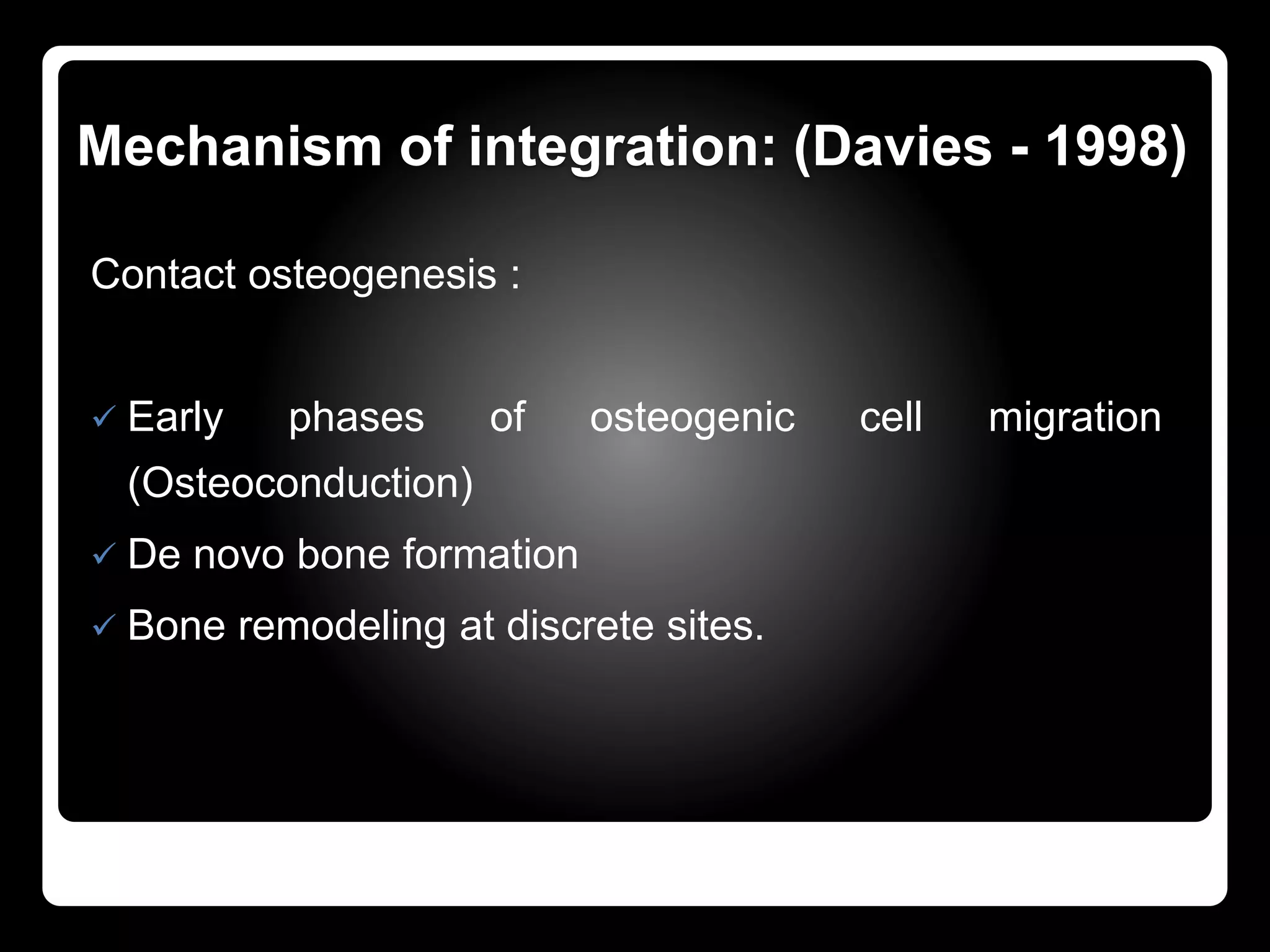 Implant quality scale ; osseointegration, success criteria and basic ...