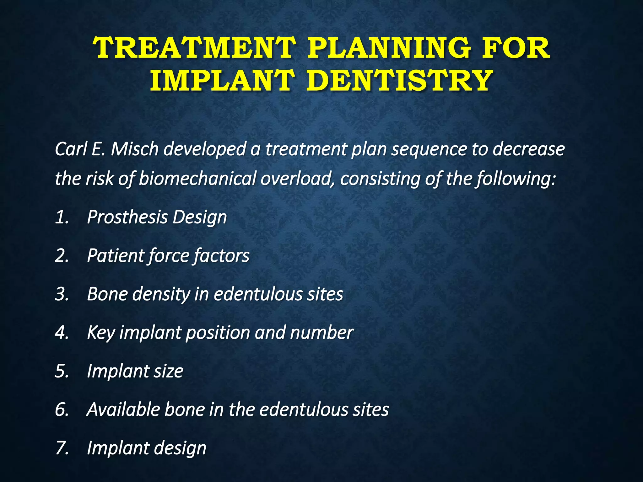Implants : An Overview, Biomechanics & Treatment Planning | PPTX