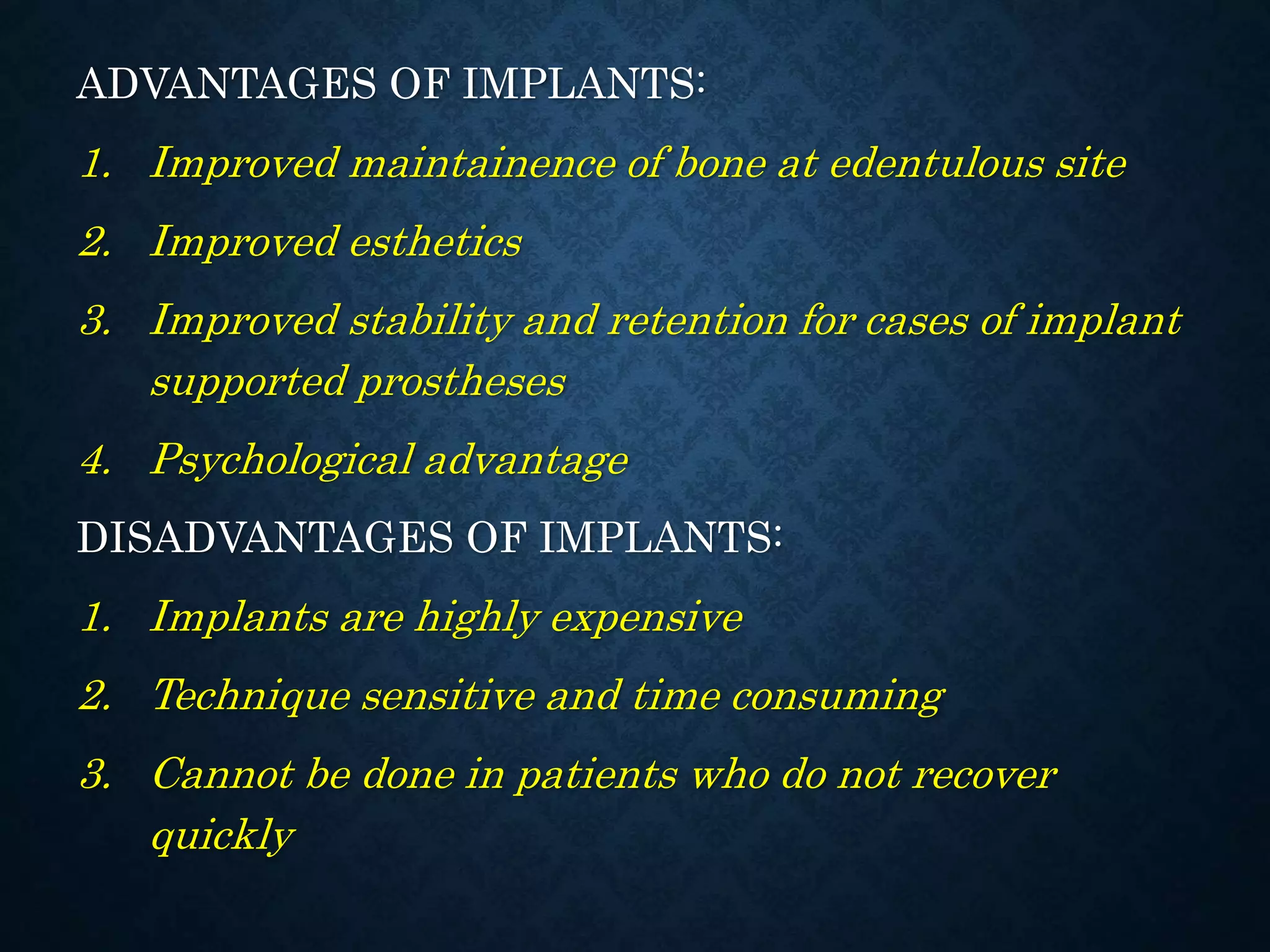 Implants : An Overview, Biomechanics & Treatment Planning | PPTX