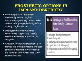 Implants : An Overview, Biomechanics & Treatment Planning | PPTX