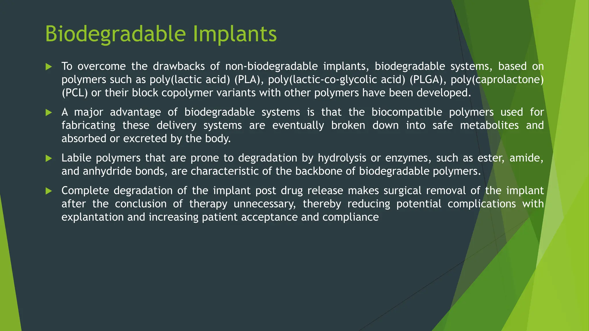 Implants- B.Pharm SEM 7- Novel Drug Delivery System | PPTX