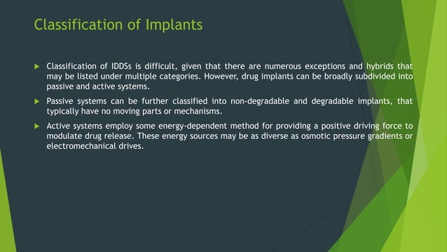 Implants- B.Pharm SEM 7- Novel Drug Delivery System | PPTX