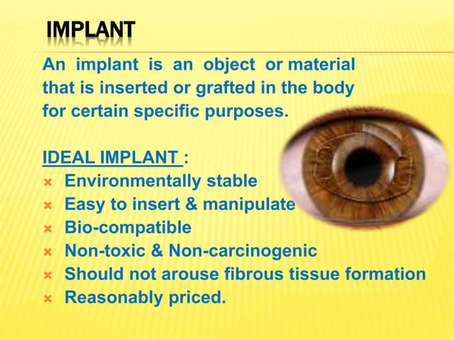 Implants in Ophthalmology | PPTX | Eye and Vision Conditions | Diseases ...