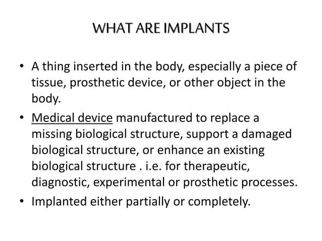 Implants (biomaterials) | PPT