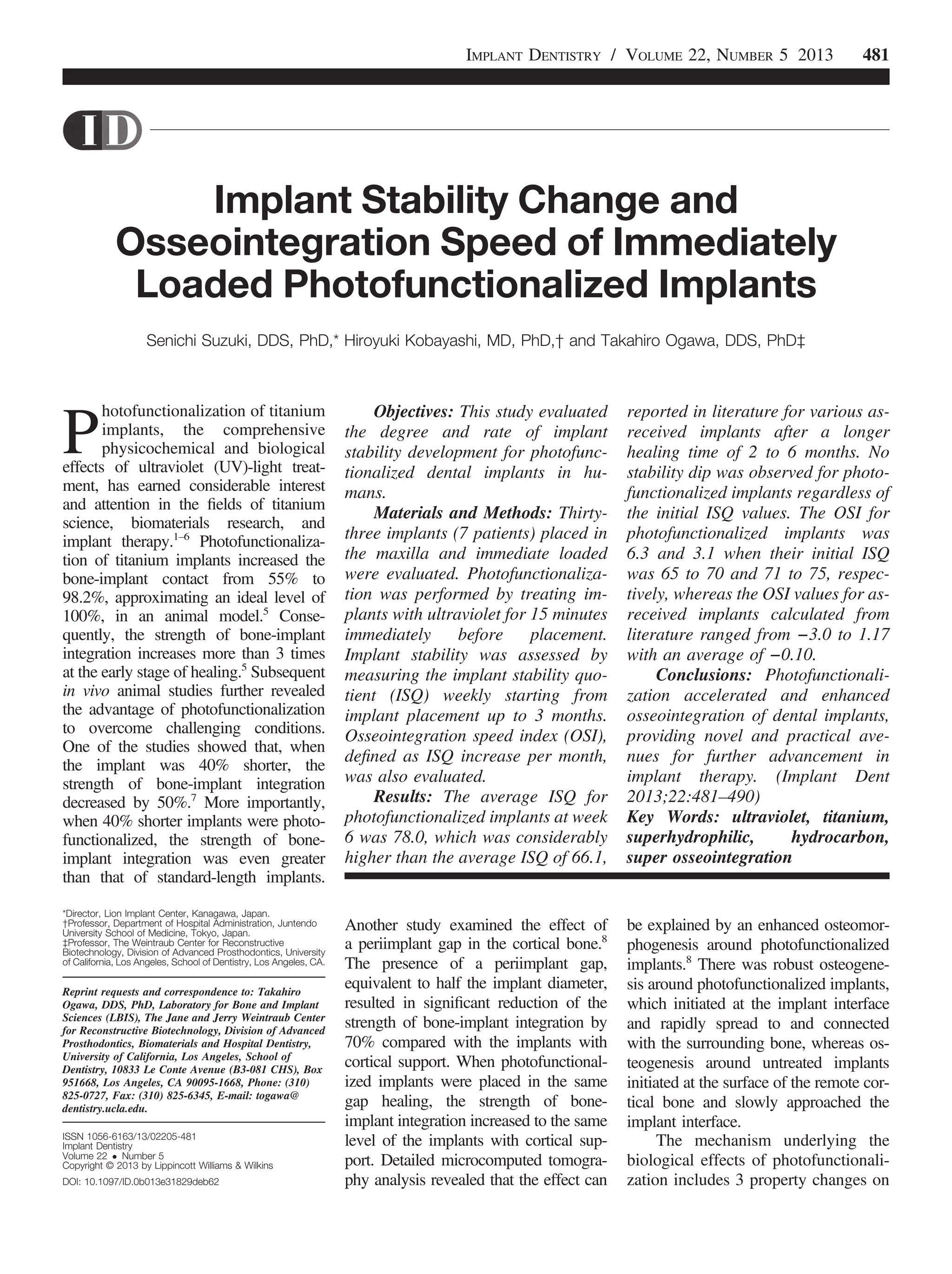 Implant stability 2013 | PDF