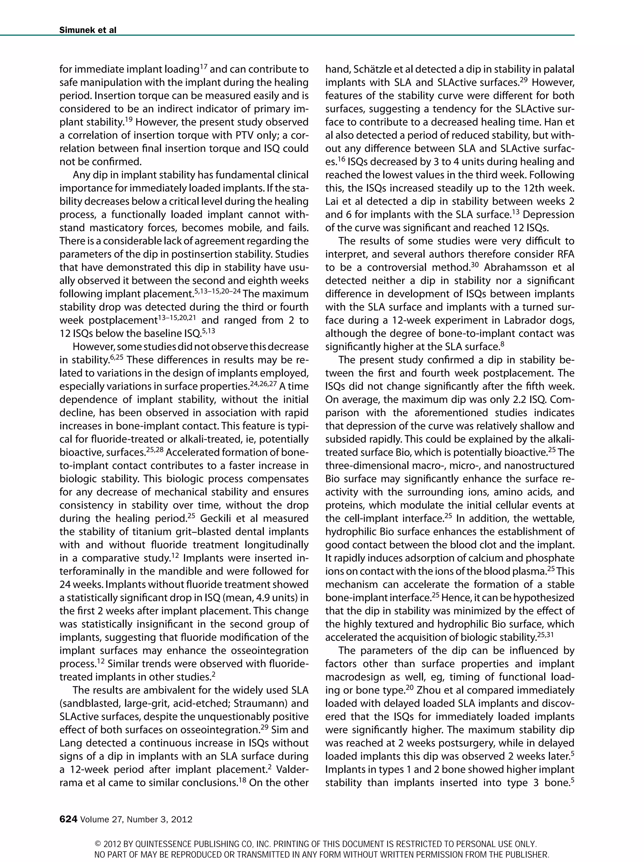 Implant stability in immediate implant | PDF | Dental Health | Diseases ...