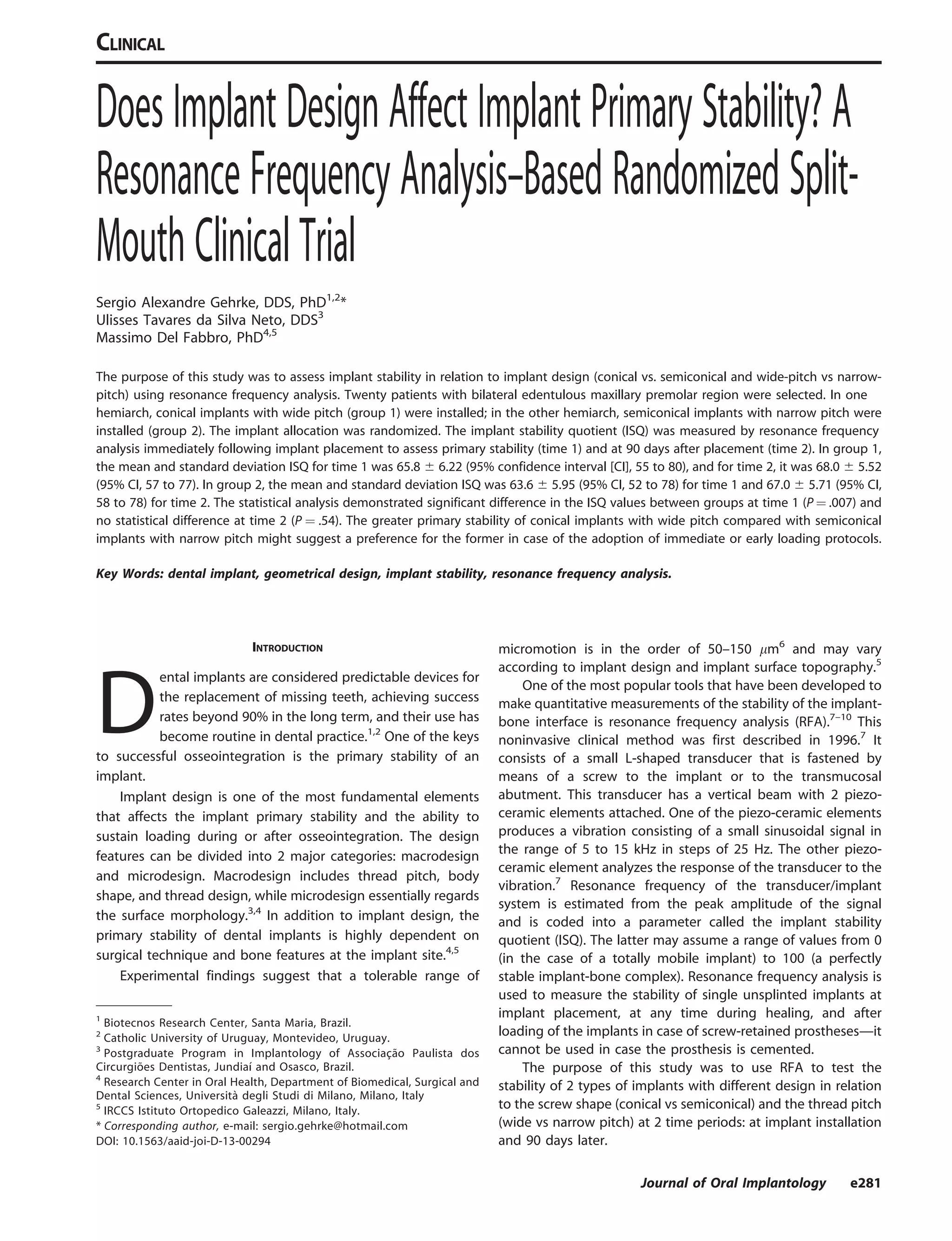 Implant stability rfa | PDF