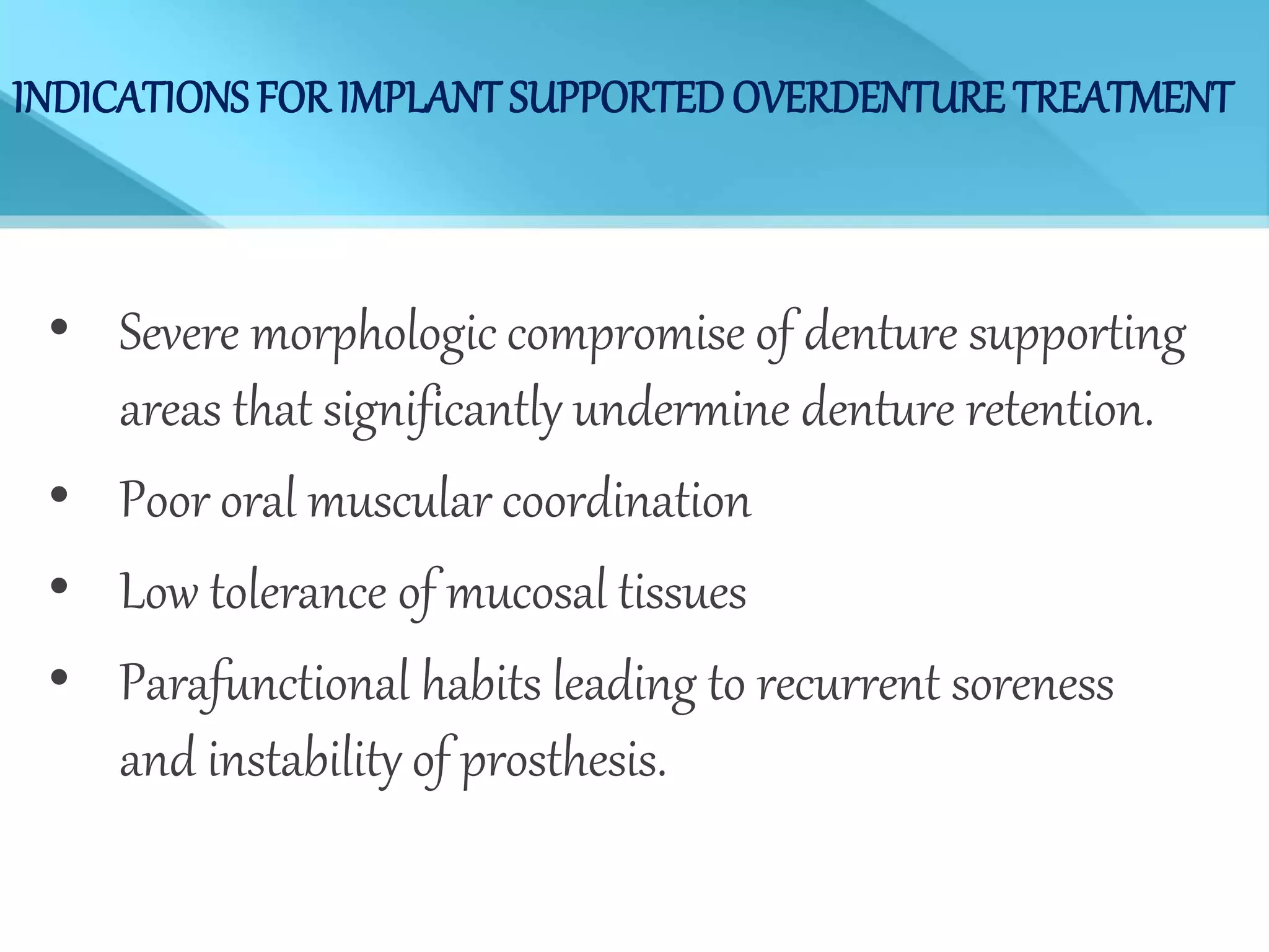Implant supported overdentures | PPTX
