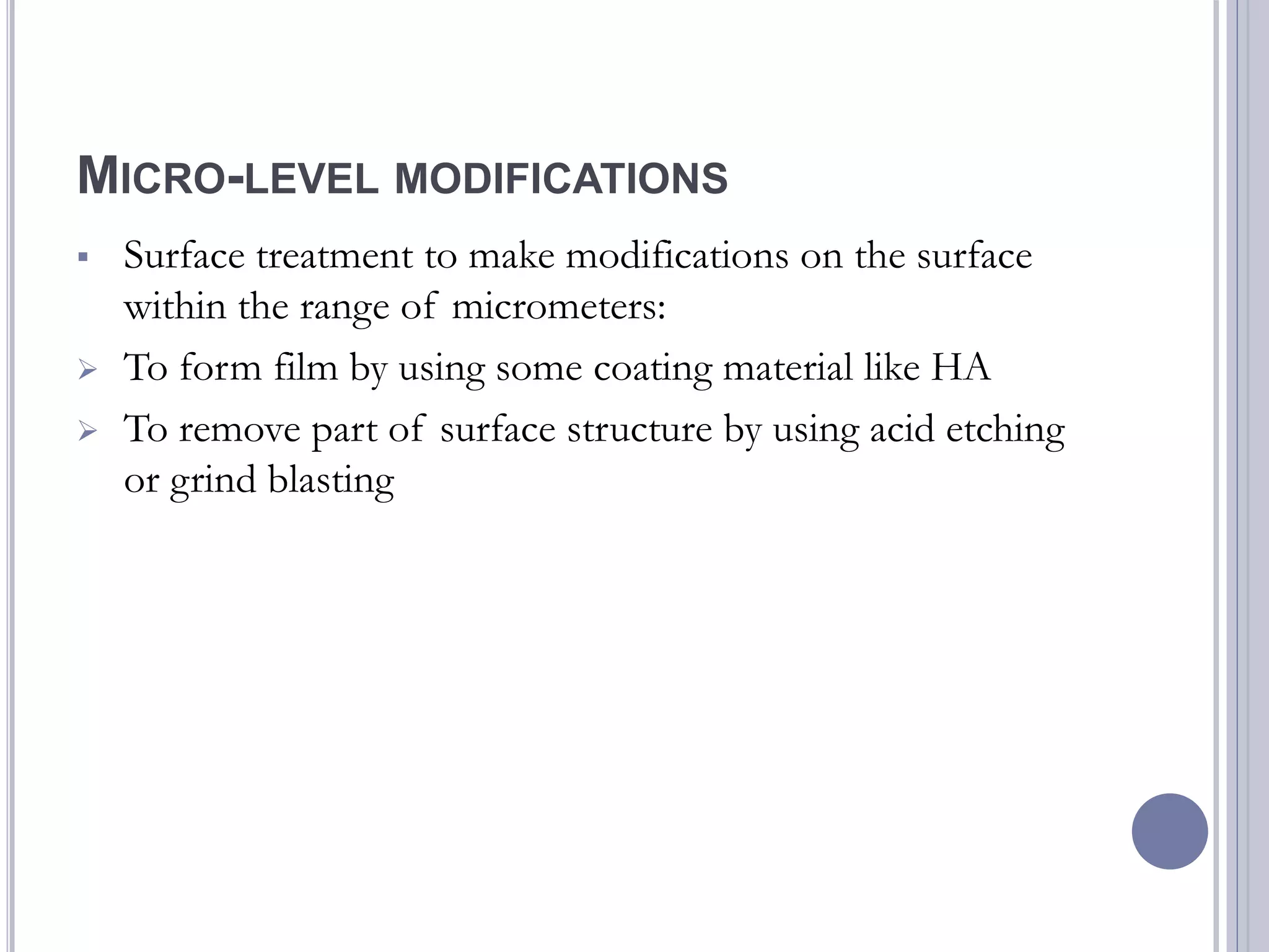Implant surface modifications | PPTX