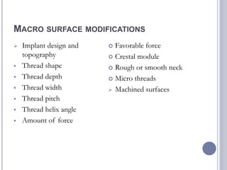 Implant surface modifications | PPTX