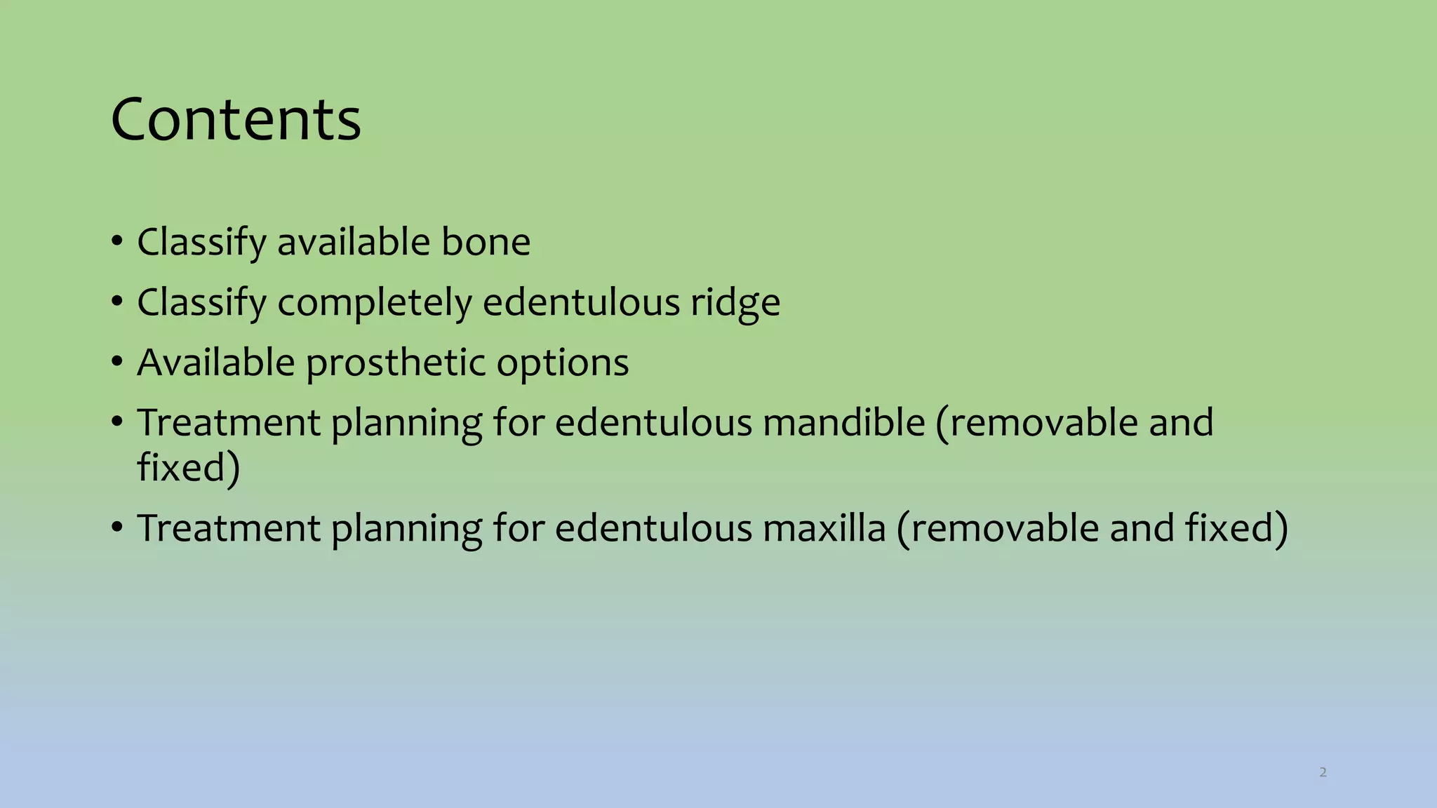 Implant treatment plan for completely edentulous patient | PPTX