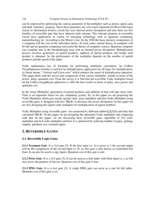 Implemenation of Vedic Multiplier Using Reversible Gates | PDF