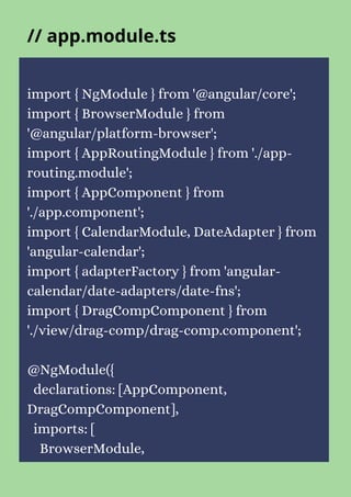 Implement angular calendar component how to drag & create events | PDF