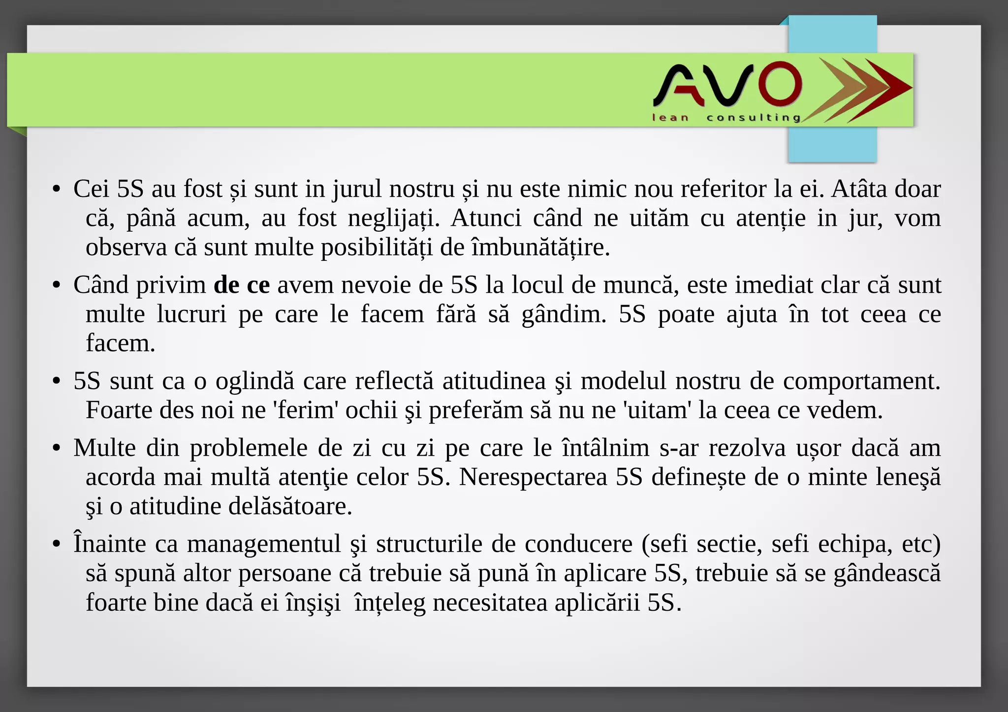 Implementarea 5S - primul pas spre imbunatatirea continua | ODP